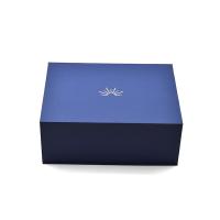 China Premium Luxury Blue Matte Rigid Cardboard Magnetic Closure Gift Box with Foam Insert for sale