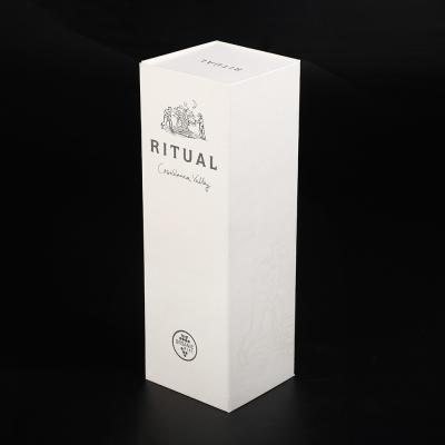 China Magnetic Folding Cardboard Single Red Wine Bottle Gift Box For Shipping White Color for sale