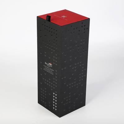China Rigid Folding Cardboard Red Wine Bottle Gift Box Whisky Gin Packaging Box for sale