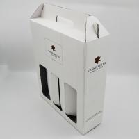 China Cardboard Red White Wine Bottle Gift Box Whisky Gin Handle For 2 Bottle for sale