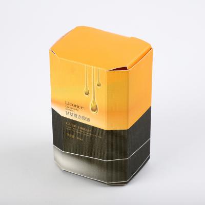 China Small Yellow Cardboard Folding Cosmetic Packaging Boxes For Skincare for sale