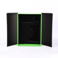 China Double Door Luxury Gift Boxes Black Green Pu Leather Cardboard Customized Cutout Sponge for sale