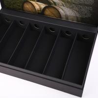 China Tailered Rigid Black Paper With Texture 6 Bottle Wine Packaging Box With Cardboard Insert for sale
