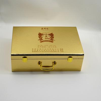 China Hinged Wood Luxury Gift Boxes 300g Golden Handle Packaging For Health Care for sale