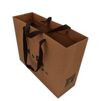 China Craft Paper Brown Custom Paper Shopping Bags With Ribbon Merchandise for sale
