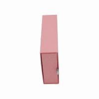 China Leatherette Cosmetic Gift Box Packaging 400gsm Paper Drawer Rigid Pink Match Box Push Pull for sale
