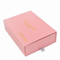 China Leatherette Cosmetic Gift Box Packaging 400gsm Paper Drawer Rigid Pink Match Box Push Pull for sale