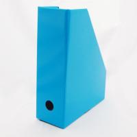China Corrugated Collapsibile EN71 Flat 340mm Desktop File Storage Organiser Blue Glossy Lamination for sale