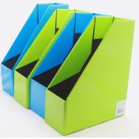 China Desktop Collapsible Flat ASTM Corrugated File cardboard magazine holders Organizer Lime for sale