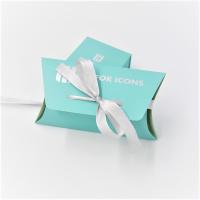 China Silver Foil ODM Small Foldable Flat Pillow Gift Box With Ribbon Closure for sale