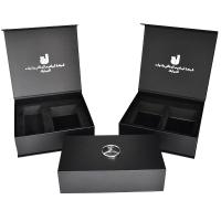 China Car Perfume Magnetic Closure Rigid Boxes Luxury Custom Black Leather PU Book Shape Handmade for sale