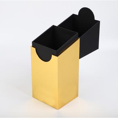 China Luxury rigid fip open top Single bottle Wine Packaging Box with full size black foil logo for sale