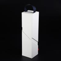 China luxury irregular flat pack single bottle wine packaging cardboard box with grossgrain ribbon handle for sale