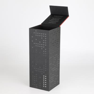 China Custom Wine Bottle Gift Box ODM PU Rigid Flip Single Cardboard Spirits Box Top Opening for sale