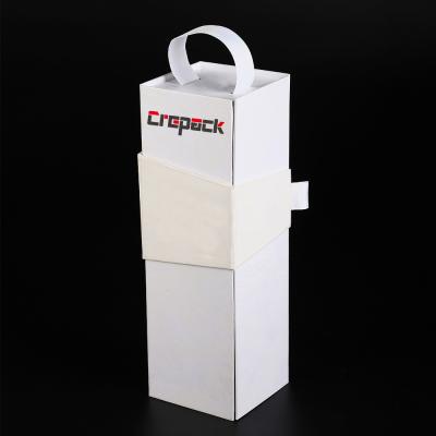 China White Folding Single Bottle Prufume Cosmetic Packaging Boxes With Handle for sale