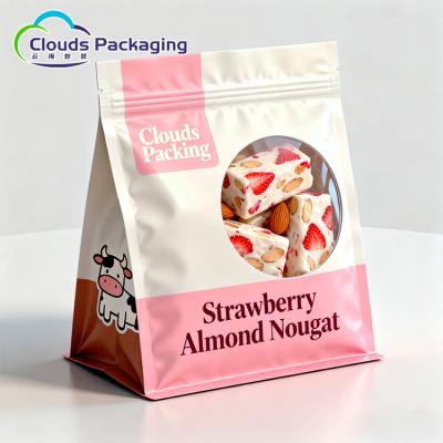 China Custom Printed Flat Bottom Bags with Zipper for Sugar Candy Snacks 121℃ Retort for sale