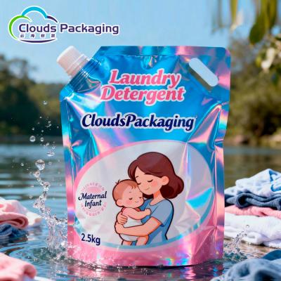 China Custom Laundry Detergent Spouted Pouches Lazer Colorful for sale