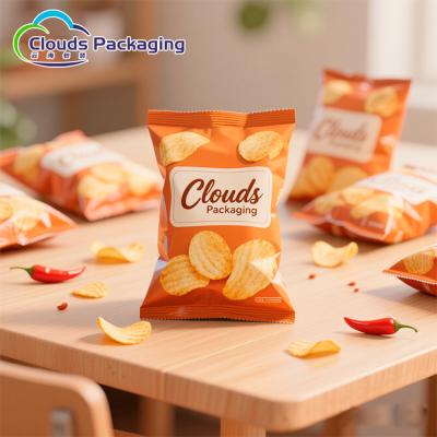 China Custom Logo Potato Chips Food Packaging Film Roll Back Seal Bag 121℃ Retort for sale