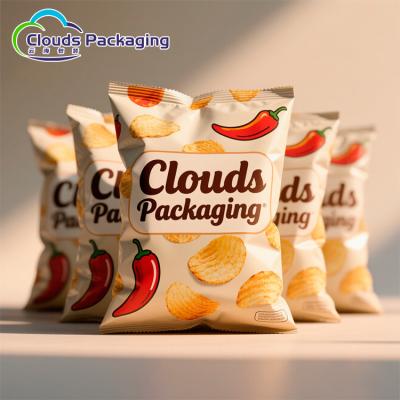 China Custom Printed Chips Packaging Roll Film 121℃ Retort Snack Food Back Seal Bags for sale