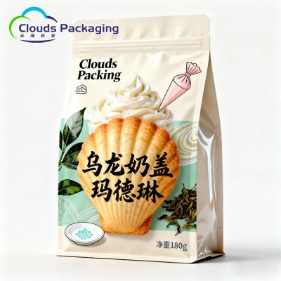 China Custom Flat Bottom Stand Up Pouches for Biscuits Snacks Packaging 121℃ Retort for sale