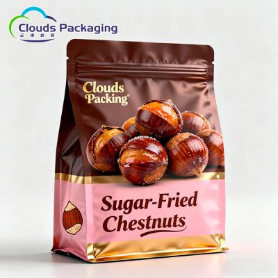 China Custom Logo Flat Bottom Zip Lock Packaging Bags Hazelnuts Chestnut Packaging for sale