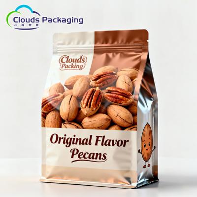 China Custom Flat Bottom Gusset Bags With Zip Closure For Nut Pecans for sale