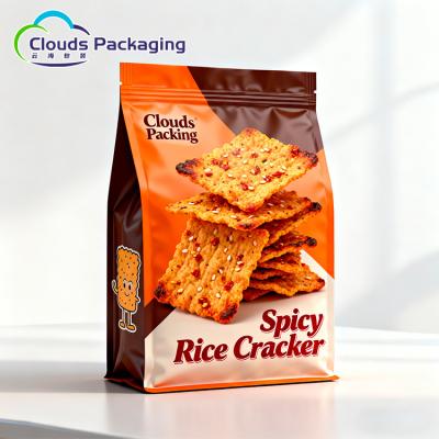 China Custom Square Bottom Stand Up Pouch for Snacks Crisps Food Packaging 121℃ Retort for sale