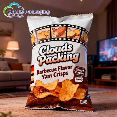 China Custom Printed Plastic Back Seal Bags for Potato Chips Popcorn Crisps Snack Packaging 121℃ Retort for sale