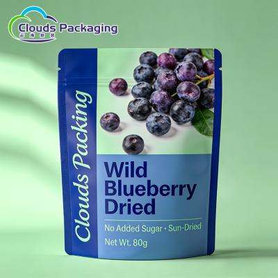 China Food Grade Blueberry Stand Up Pouches Dried Fruit Packaging Bag with Zipper Custom Size for sale