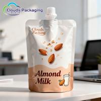 China Soy Milk Lquid Drinks Packaging Spout Plastic Bag Custom Printing for sale