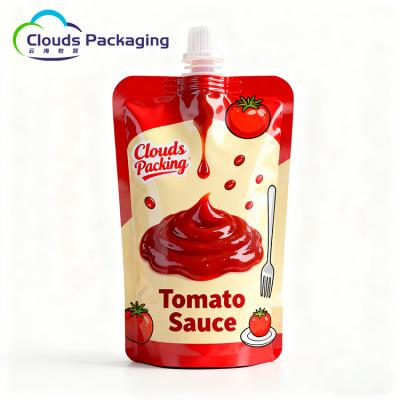 China Customized Food Grade Stand Up Pouch with Spout for Sauce Jam Soup 121℃ Retort for sale