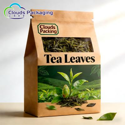 China Custom Square Bottom Zipper Plastic Bags with Clear Window for Tea Leaves Storage 121℃ for sale