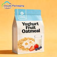 China Custom Flat Bottom Stand Up Pouch With Zip Closure For Oatmeal Packaging for sale