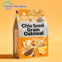 China Custom Flat Bottom Stand Up Pouch With Zip Closure For Oatmeal Packaging for sale