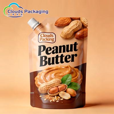 China Food Grade Stand Up Pouch with Spout Custom Logo Printed 121℃ Retort Sauce Butter Packaging for sale