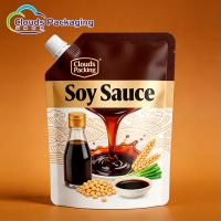 China Food Grade Stand Up Pouch with Spout Custom Logo Printed 121℃ Retort Sauce Butter Packaging for sale