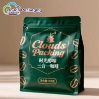 China Flat Bottom Stand Up Pouch With Custom Logo Printed Zipper Top For Coffee Beans Packaging for sale