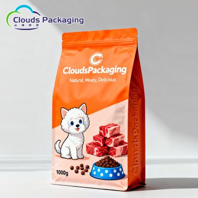 China Square Bottom Custom Pet Food Packaging Bag Food Grade Stand Up Pouch with Zipper 121℃ Retort for sale