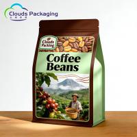 China Food Grade Custom Coffee Bean Bags Flat Bottom Stand Up Pouch with Zipper and Valve 121℃ Retort for sale