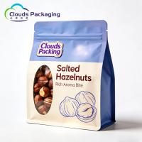China Custom Nuts Plastic Packaging Bag Square Bottom Pouch With Clear Window And Zipper for sale