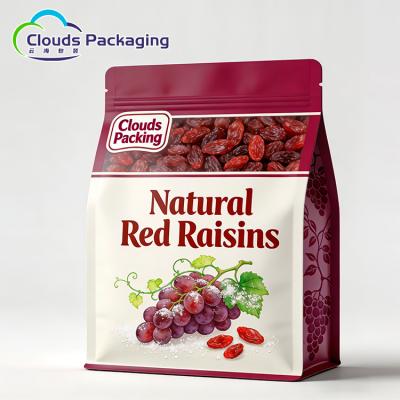 China Custom Food Grade Stand Up Pouch Square Bottom Plastic Bags for Dried Fruit Storage 121℃ for sale