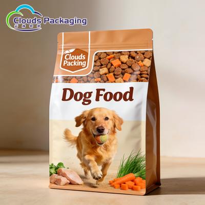 China Custom Dog Food Plastic Packaging Bag Food Grade Flat Bottom Pouch with Zip Closure 121℃ Retort for sale