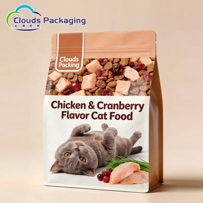 China Food Grade Cat Food Plastic Packaging Bag Reusable Flat Bottom Zipper Pouch 121℃ Retort for sale