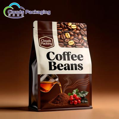 China Custom Coffee Bags Packaging Food Grade Stand Up Pouch with Zipper and Valve 121℃ Retort for sale
