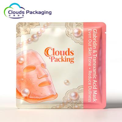 China Custom Logo Printed Three Side Seal Pouch for Facial Mask Cosmetic Packaging 121℃ Retort for sale