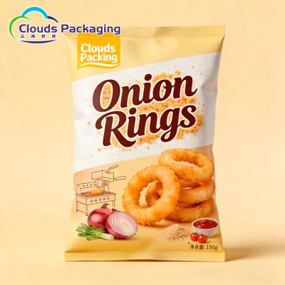 China Heat Sealed Aluminum Foil Back Seal Bags for Puffed Snacks Prawn Chips 121℃ Retort for sale