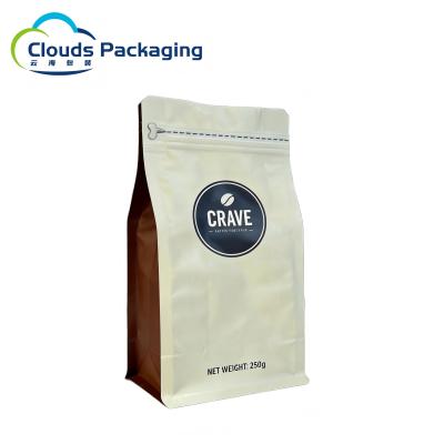 China Custom Printed Matte Flat Bottom Coffee Packaging Bags with Resealable Zipper Lock and Valve 121℃ for sale