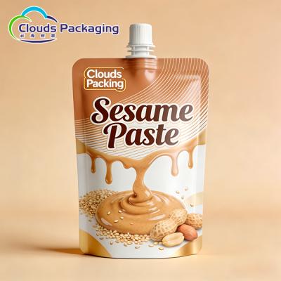 China Liquid Reusable Sauces Squeeze Pouches VMPET Gravure Printing Spout Pouch 121℃ Retort Custom Size for sale