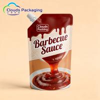 China Custom Logo Resealable Stand Up Pouch with Spout for Liquid Sauce Packaging 121℃ Retort for sale
