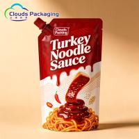 China Custom Logo Resealable Stand Up Pouch with Spout for Liquid Sauce Packaging 121℃ Retort for sale